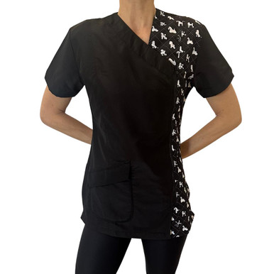 Bella Black & White Dog Grooming Jacket - Lynn Professional