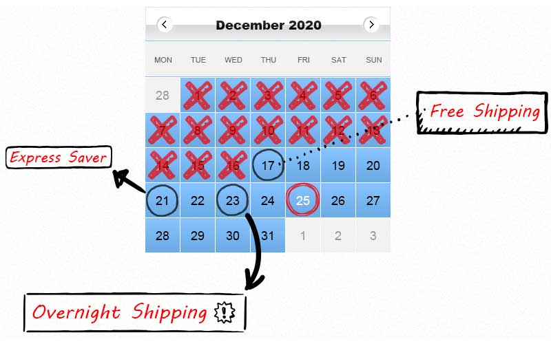 Holiday Shipping Schedule