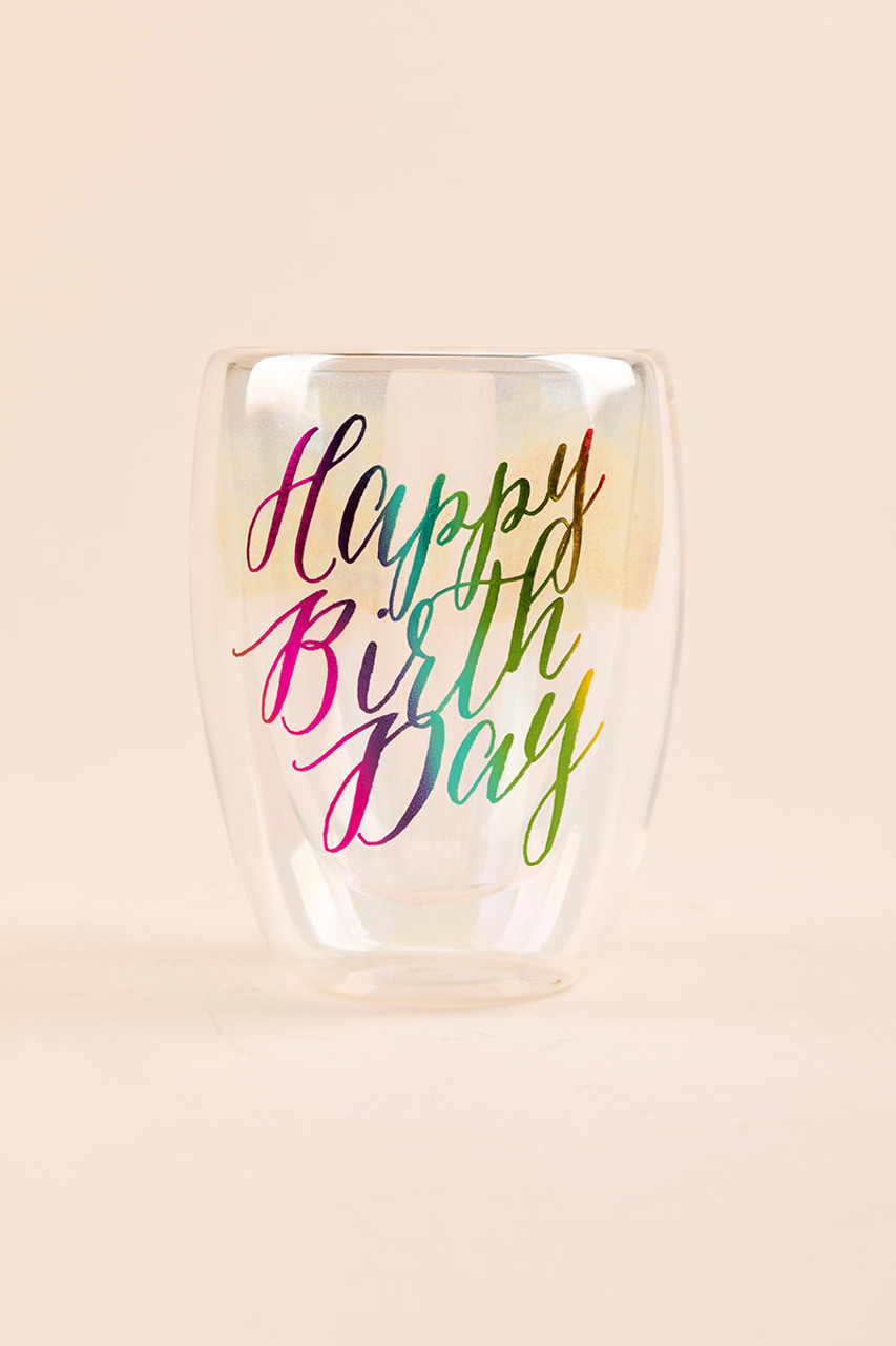 Happy Birthday Stemless Wine Glass Francescas