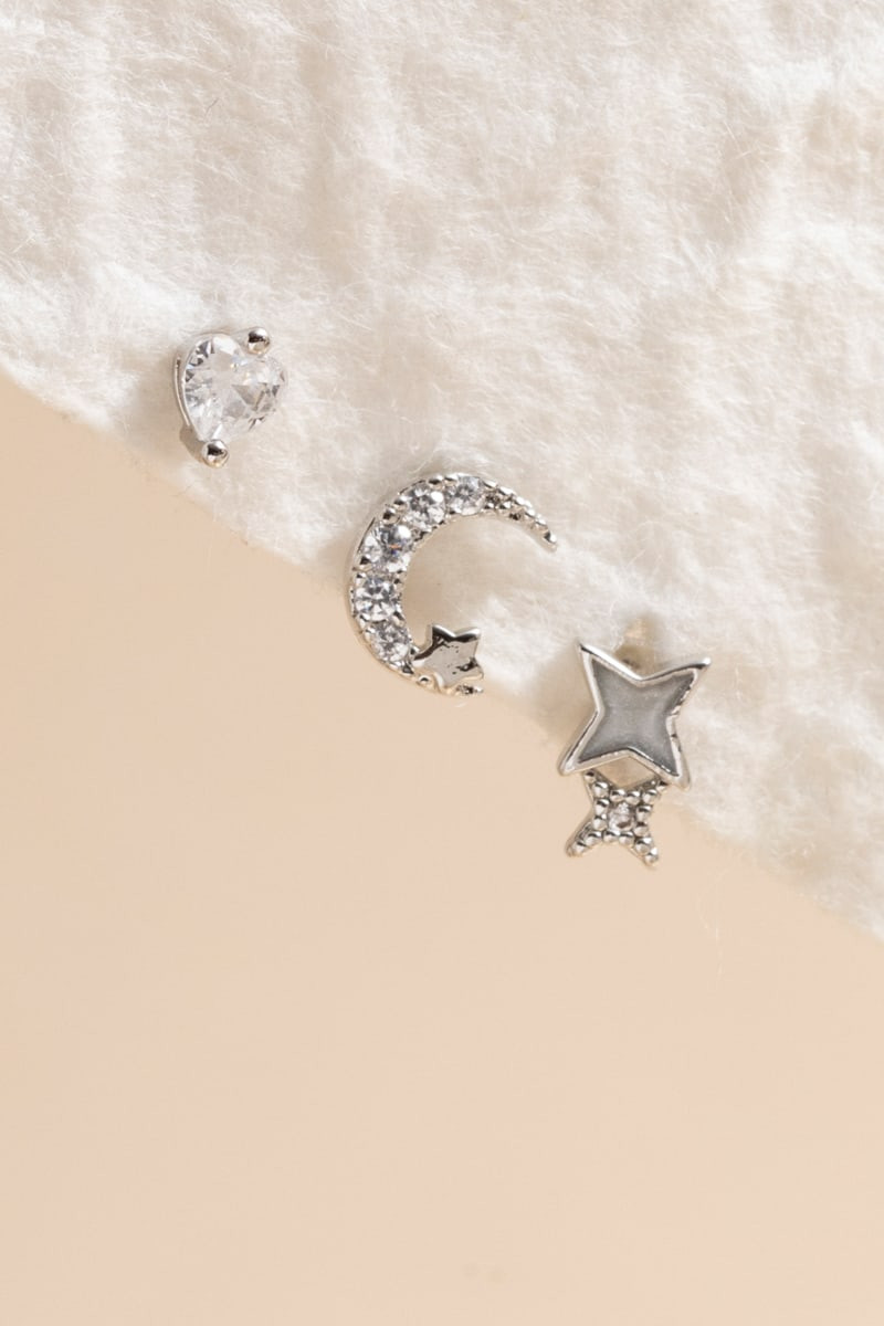 Shannon Moon Stud Earrings Set | francesca's®