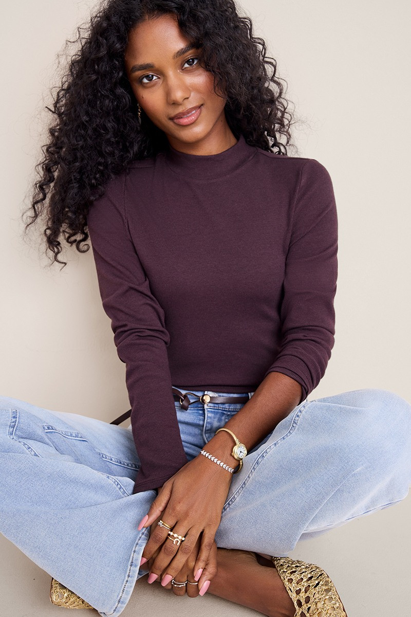 Alyson Mock Neck Long Sleeve Top