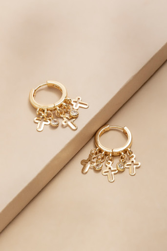 Claire Shaky Cross And Crystal Charm Earrings | francesca's®