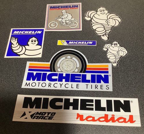 Lot of 12 NEW Michelin Motorcycle Tires pins patches and decal stickers ...
