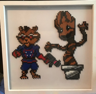 Homemade Hama bead picture groom and Rocket