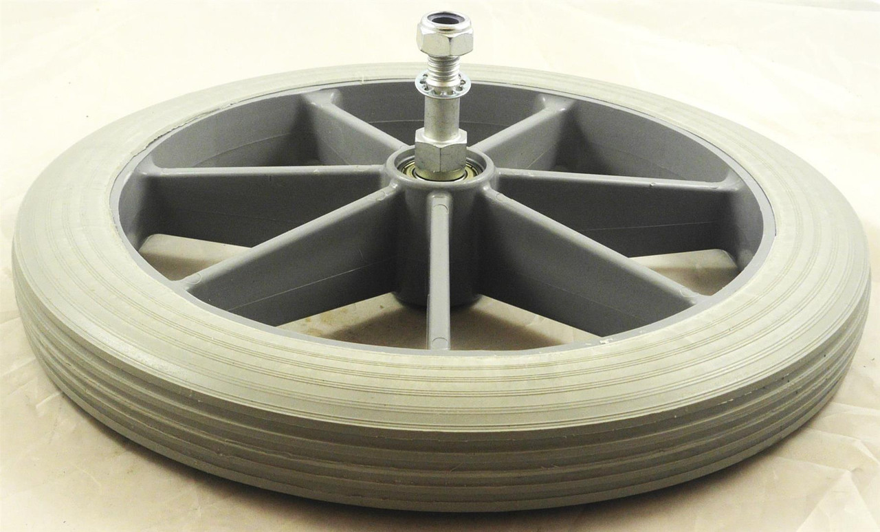 315mm Rear Grey Wheel & Grey Tyre for NHS Style Wheelchair 12 1/2 ...