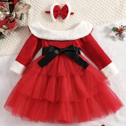 Kristy Girls Santa Outfit Set