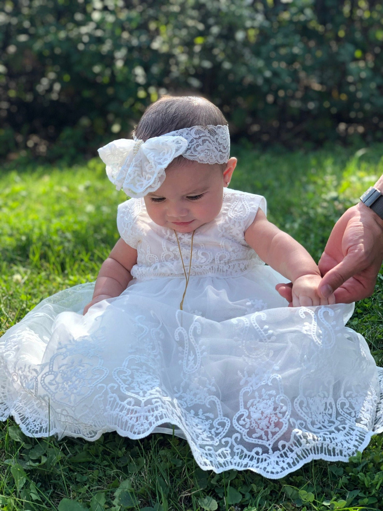 Sicilia Baby Baptism Dress & Christening Gown with Bonnet