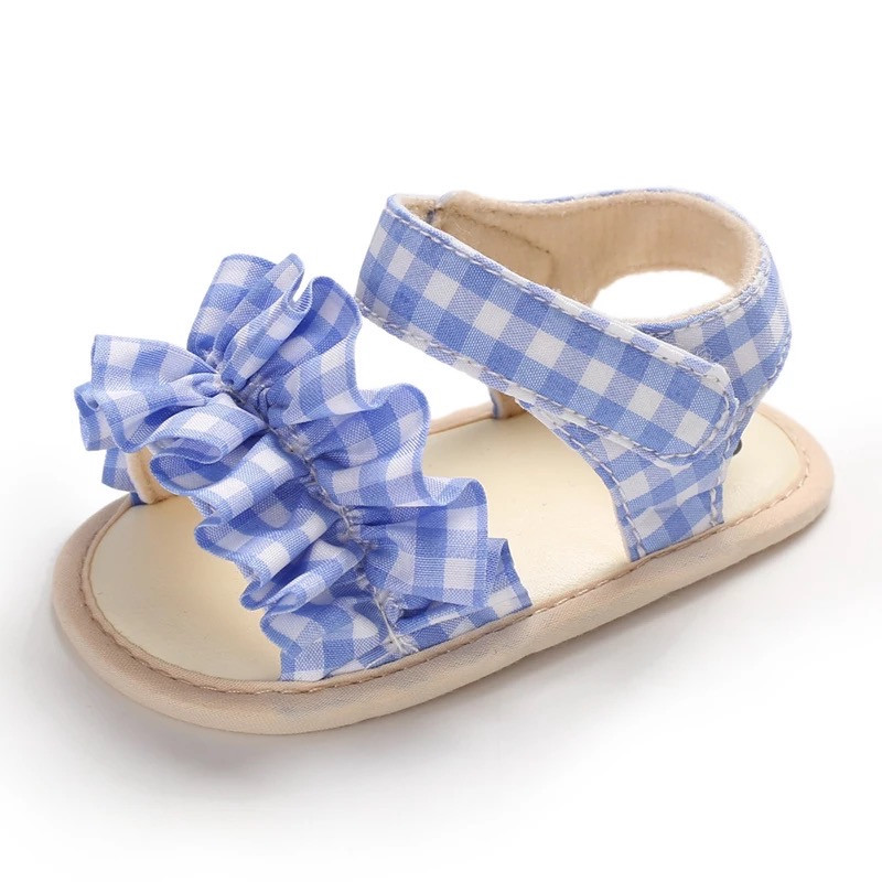 Louise Light Blue Gingham Sandals