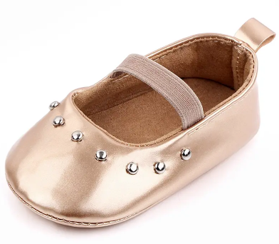 Palma Gold Patent Studded Flats