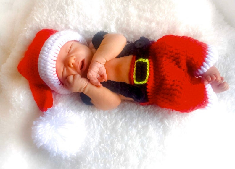 Baby Crochet Santa Photography Prop