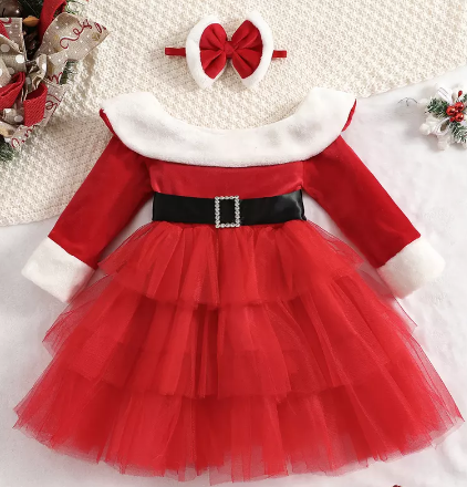 Kristy Girls Santa Outfit Set