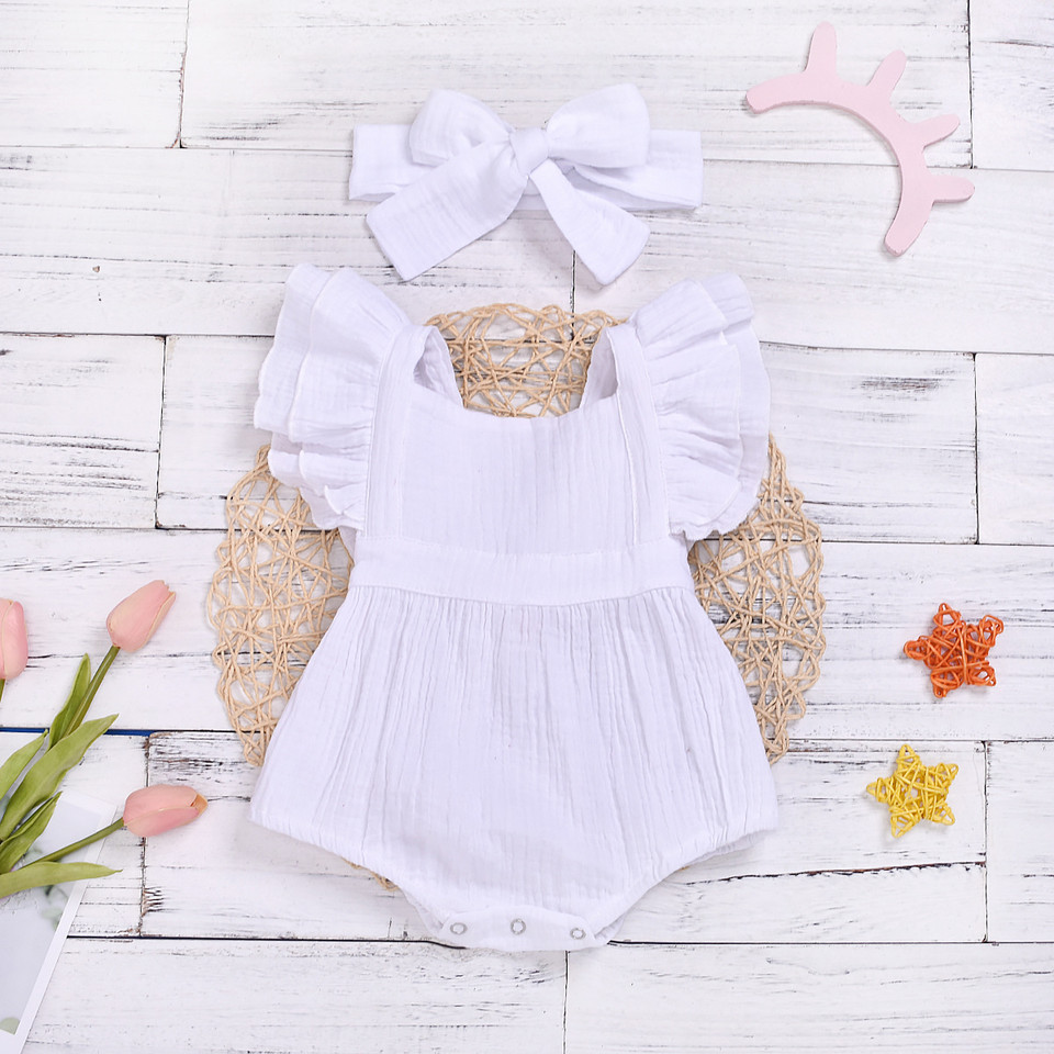 Jeanne Girls White Romper with Headband