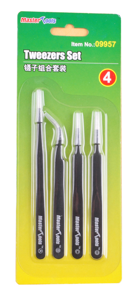Master Tools #09957 4 Piece Tweezer Set - Bay Hobbies