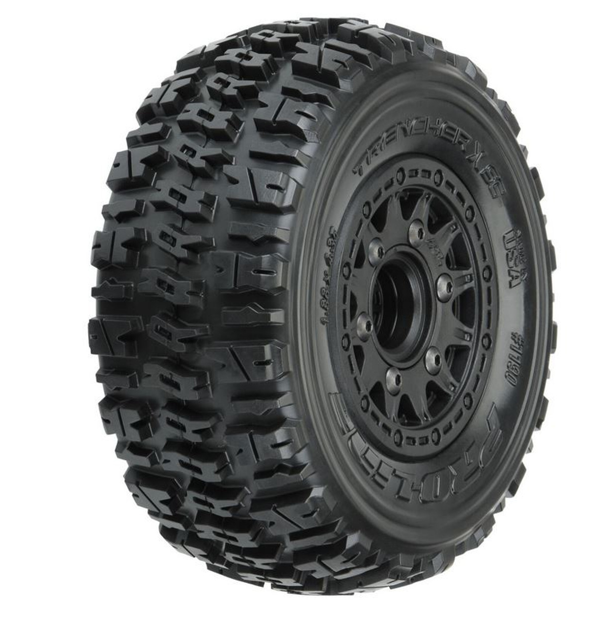 Proline #11910 Trencher All Terrian Tyres on Raid Black Rims - Bay Hobbies