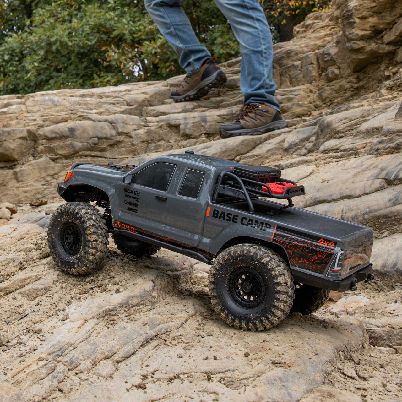 Axial # AXI-1375T2 GREY 1/10 SCX10 III Base Camp 4X4 RTR Brushed Rock Crawler, Gray - Bay Hobbies