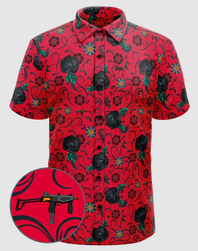 Retro Rifle Button Down Short Sleeve (fiesta-red)