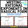 Writing Rational Exponents in Radical Form: Digital BOOM Cards - 20 ...
