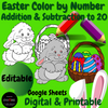 Easter Math Color by Number Addition & Subtraction to 20 Printable ...