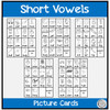 Color by Code Worksheets with Picture Cards CVC Short Vowel