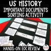 US History EOC Review Important Document Sorting Activity Hands-On ...