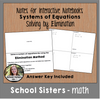 Systems of Equations - Elimination - for Interactive Notebooks - Amped ...
