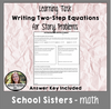 Two Step Equations Story Problem Task - Amped Up Learning