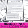 Texas Cattle Trails Reading and Writing Activity (SS5H1, SS5H1a ...