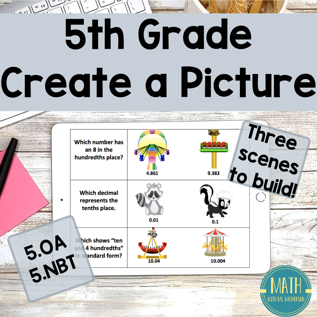 5th Grade Math Create a Picture: Digital Online Learning Activity