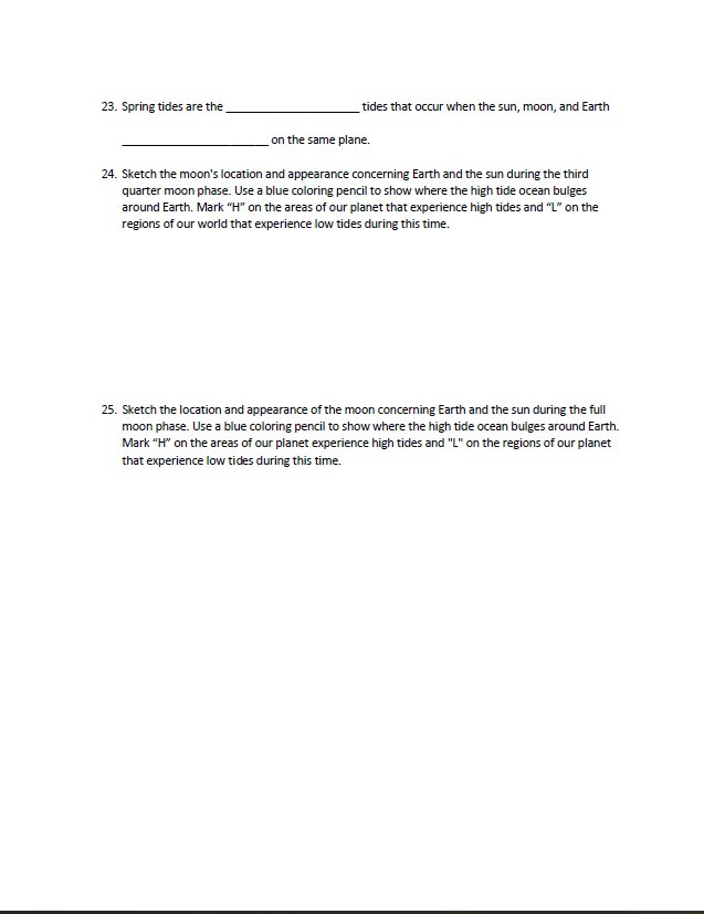 Eclipses, Lunar Phases, Tides, and Seasons Practice Packet