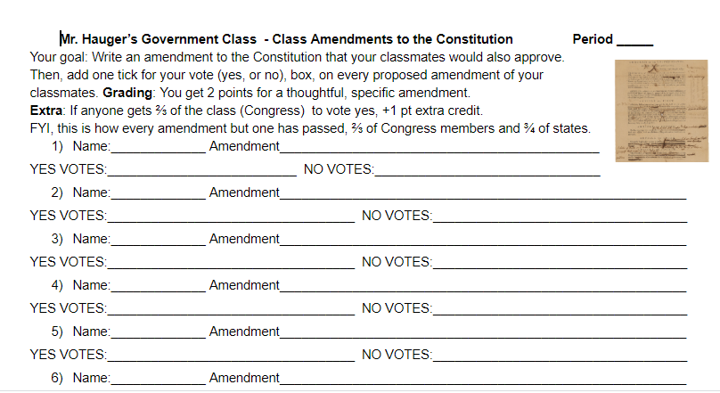 Students try to Pass an Amendment to the US Constitution History Class ...