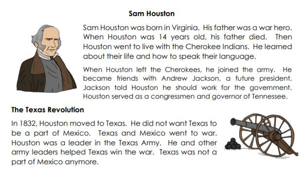 Sam Houston: The First President of Texas Differentiated Readings ...