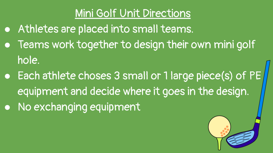 PE Mini Golf Unit - Cooperative Activity, STEM, Creativity, & Putting ...