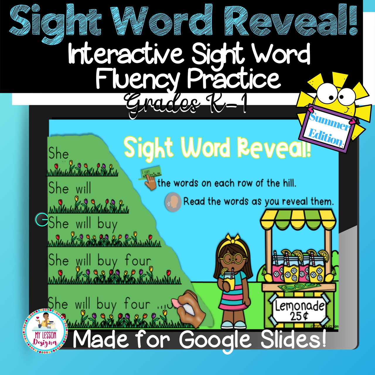 Sight Word Reveal! Summer Reading Fluency-Google Slides-Distance Learning