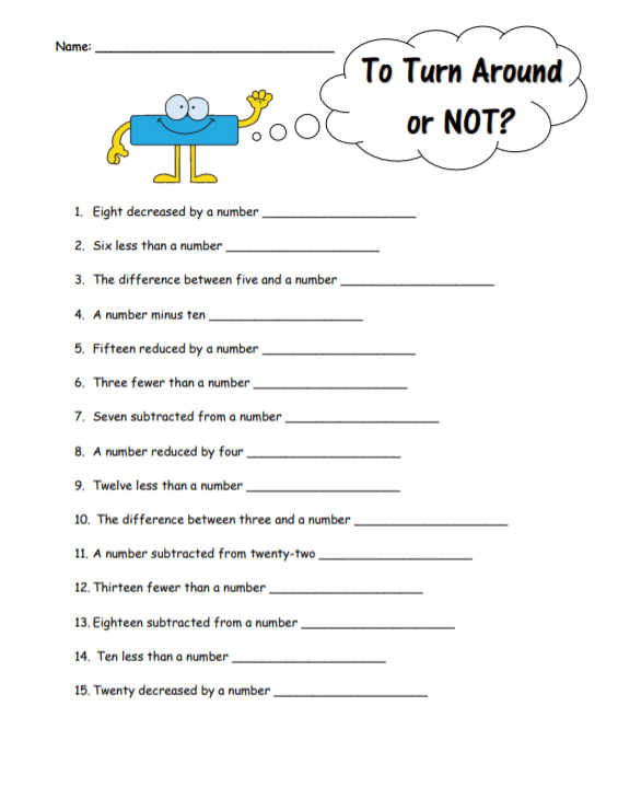 Algebraic Expressions-To Turn Around or NOT - Amped Up Learning