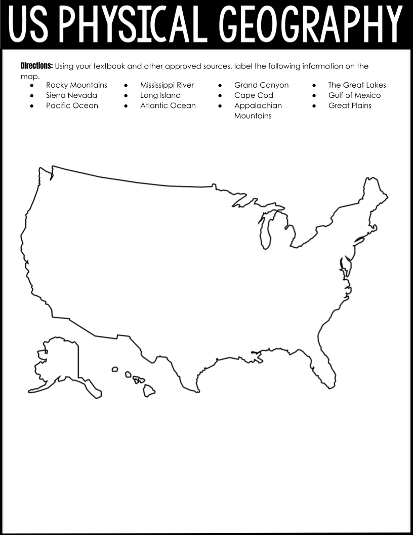 US Physical Geography & 13 Colonies Map - FREE - Amped Up Learning