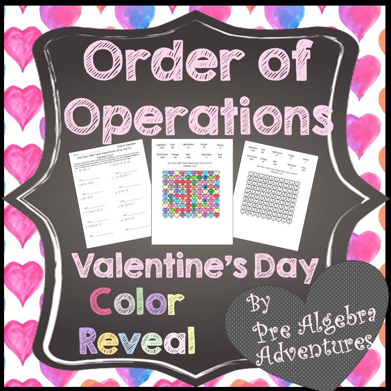 Valentine's Day Order of Operations Color Reveal Activity