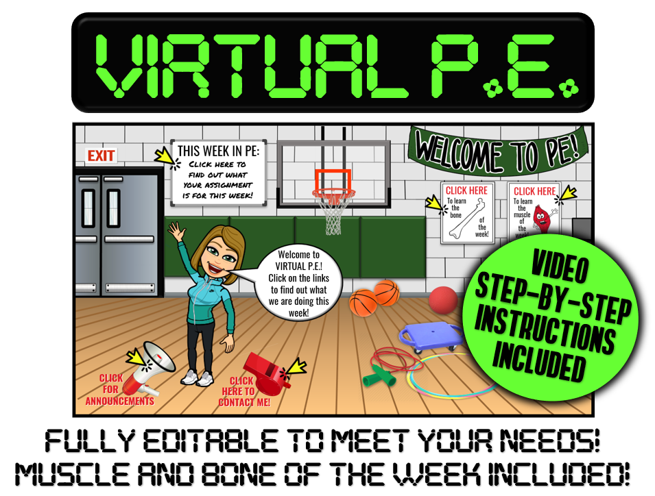 VIRTUAL P.E.- Editable with Video Instructions! Bone/Muscle of the Week ...