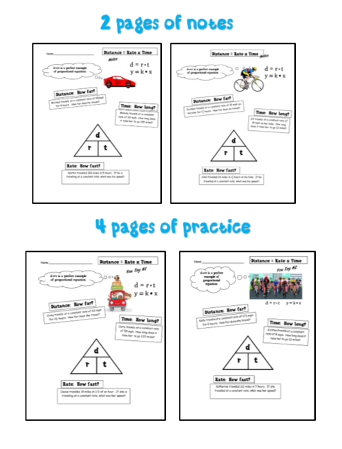 Distance = Rate x Time Notes and Practice - Amped Up Learning