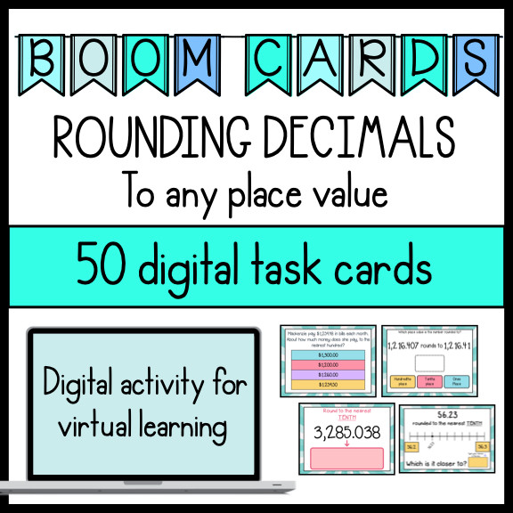 5th Grade Rounding Decimals Digital Boom Cards for Distance Learning