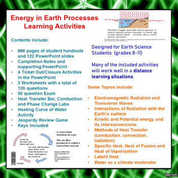 Energy in Earth Processes Learning Activities (Distance Learning)