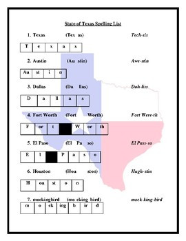 State of Texas Spelling List - Amped Up Learning
