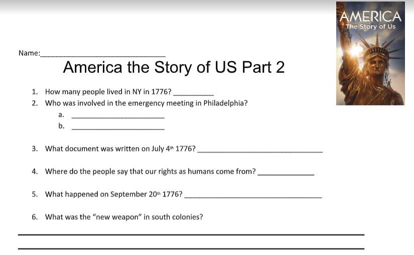 America The Story of US part 2 Video guide - Amped Up Learning