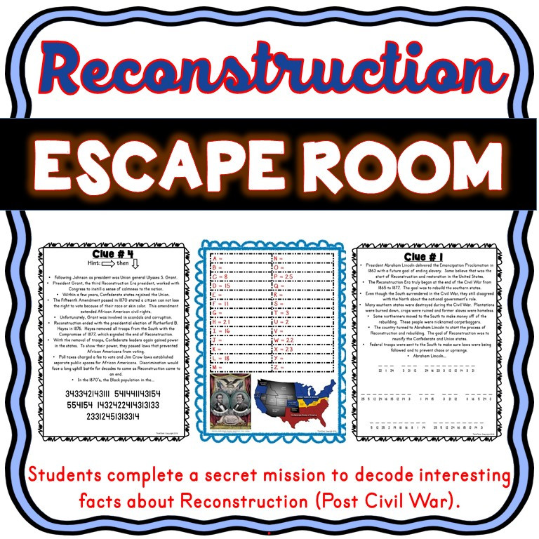 Civil War Reconstruction ESCAPE ROOM! - Amped Up Learning