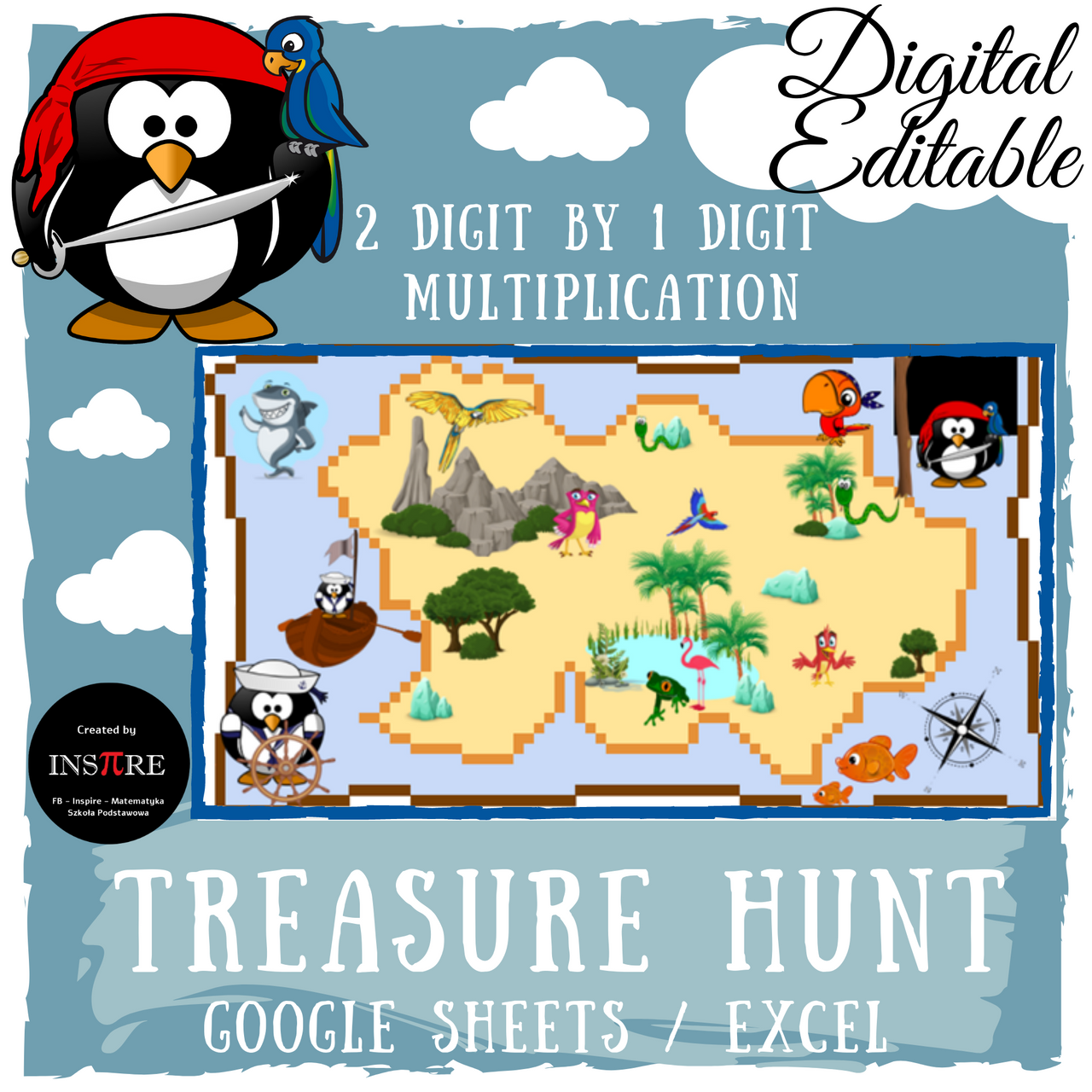 Treasure Hunt - 2 Digit by 1 Digit Multiplication EDITABLE in Google ...
