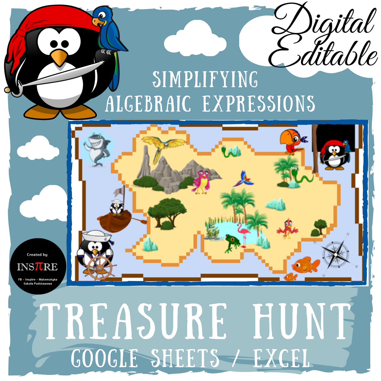 Treasure Hunt - Simplifying Algebraic Expressions EDITABLE in Google ...