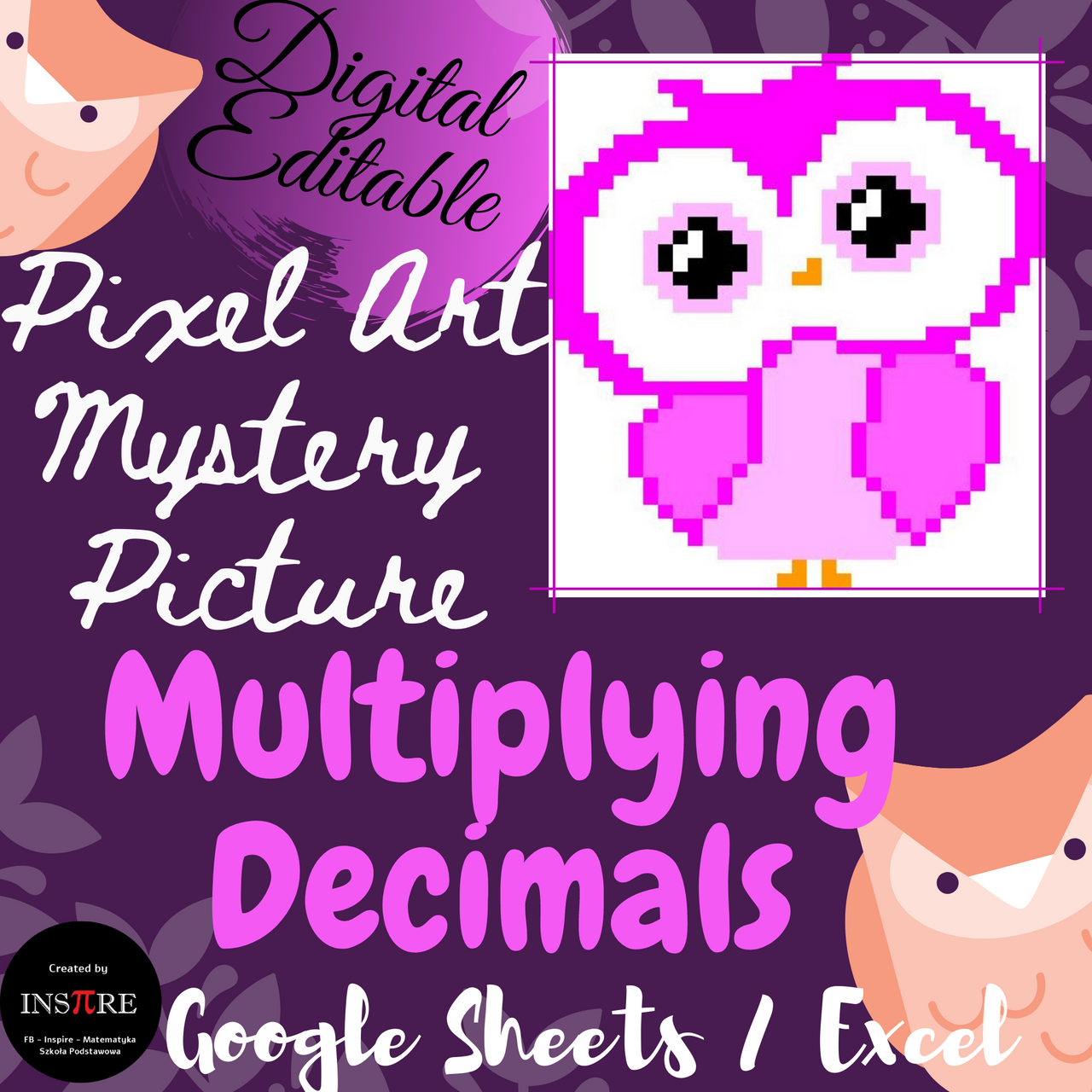 DIGITAL Multiplying Decimals Owl Math Pixel Art Mystery Picture ...
