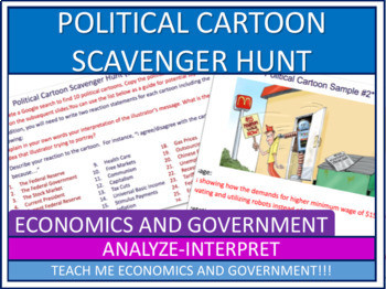 Political Cartoon Scavenger Hunt Economic Government Theme Distance ...