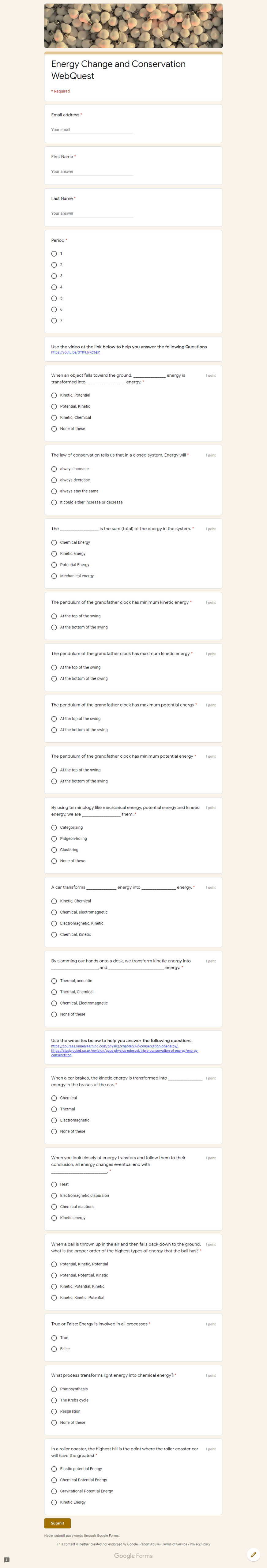 Video Analysis - Bill Nye - Energy (MS-PS3) Google Form AND Doc