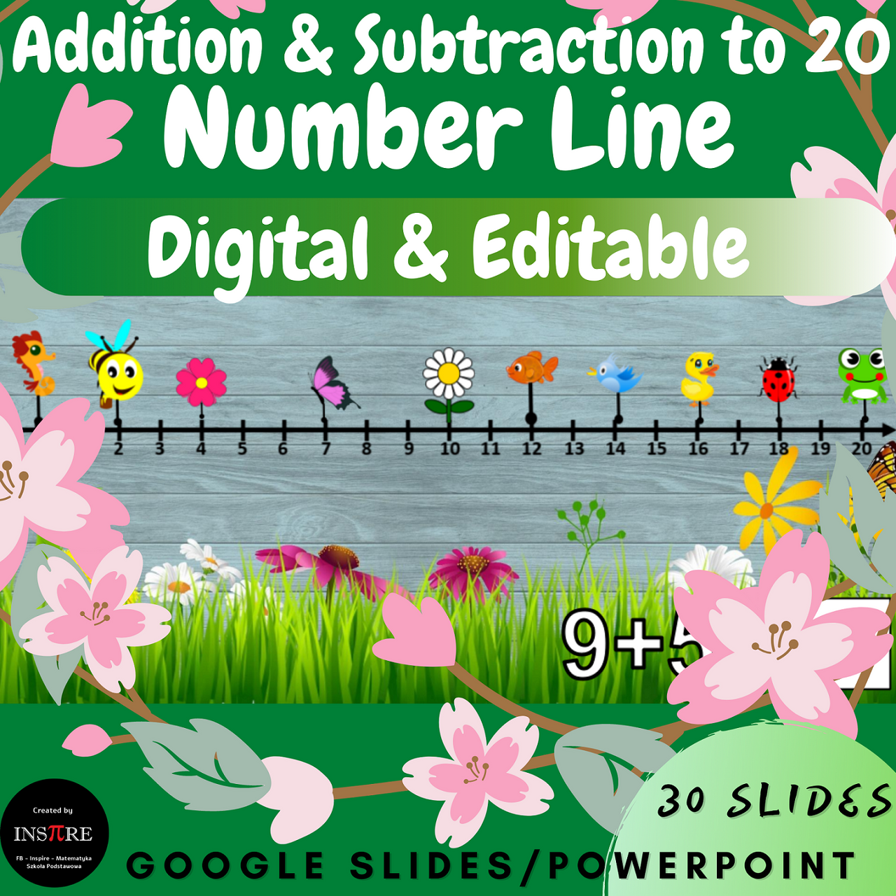 DIGITAL Spring Number Line Addition Subtraction to 20 Interactive ...