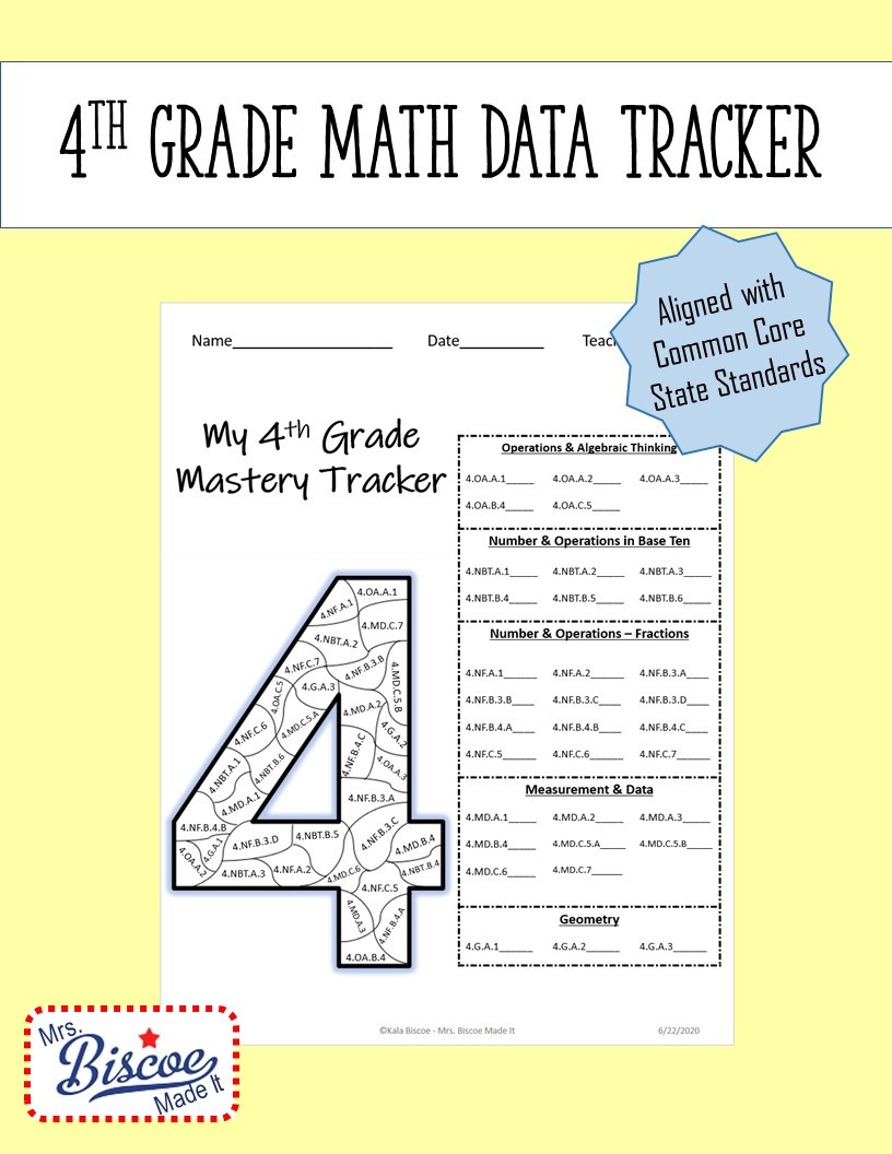 4th Grade Math Data Tracker (CCMS)